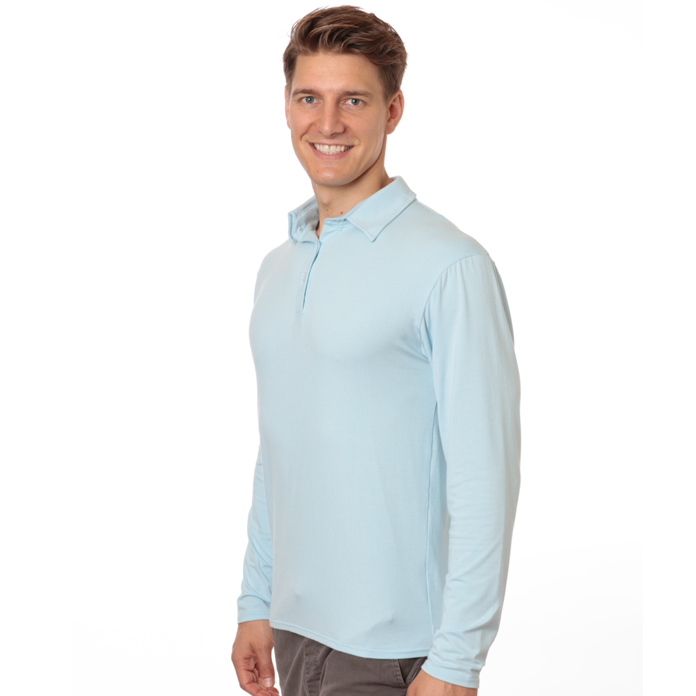 Nozone Long Sleeved Bamboo Sun Protective Soft Polo Shirt for Men